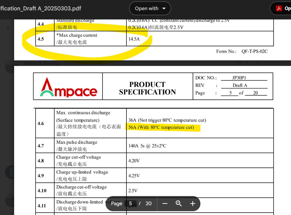 Ampace JP30 18650 3000mah 56A Battery Cell - Tabless Cell